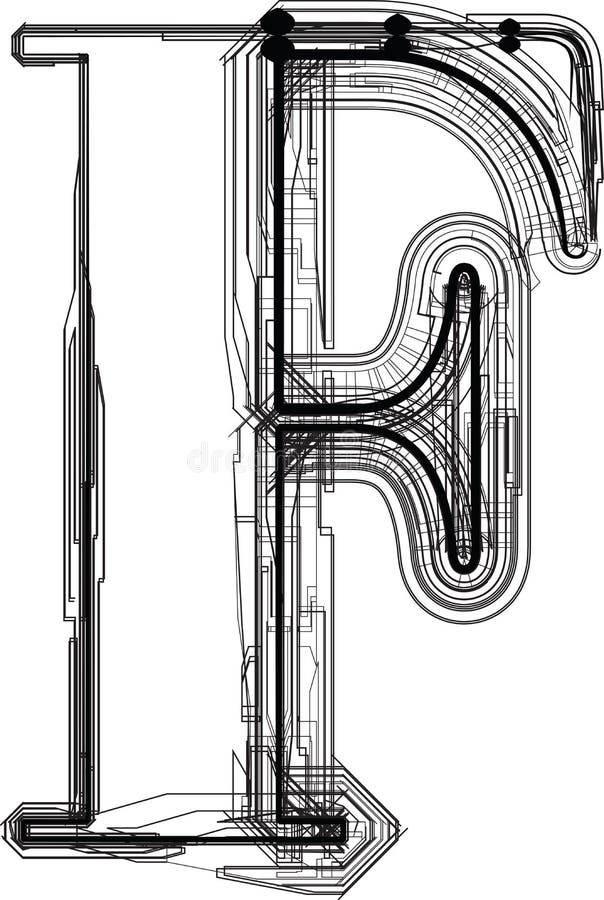 Technological Font. LETTER F Stock Vector - Illustration of isolated ...