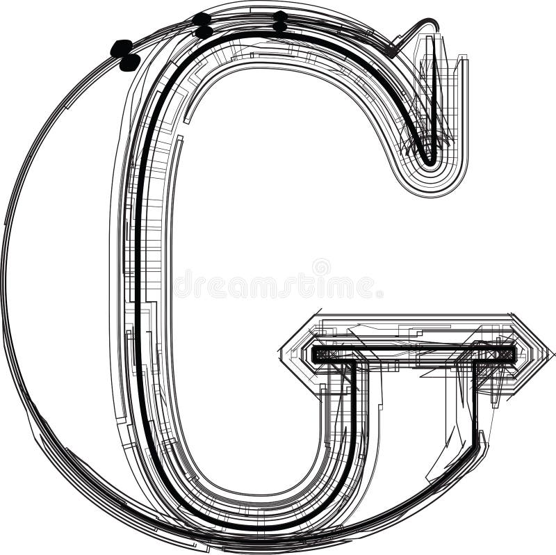Technological Font. LETTER G Stock Vector - Illustration of school ...