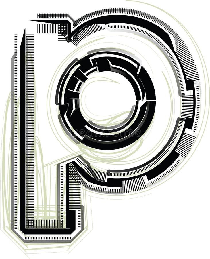 Technological Font. LETTER P Stock Vector - Illustration of character ...
