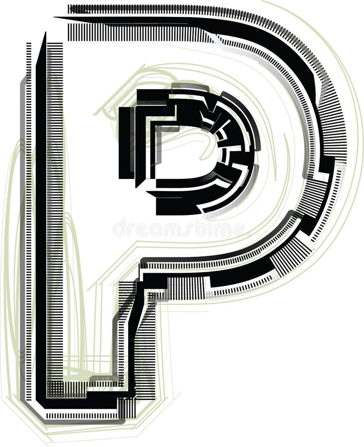 Technological Font. LETTER P Stock Vector - Illustration of school ...