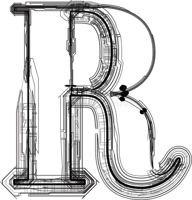 Technological Font. LETTER R Stock Vector - Illustration of monogram ...