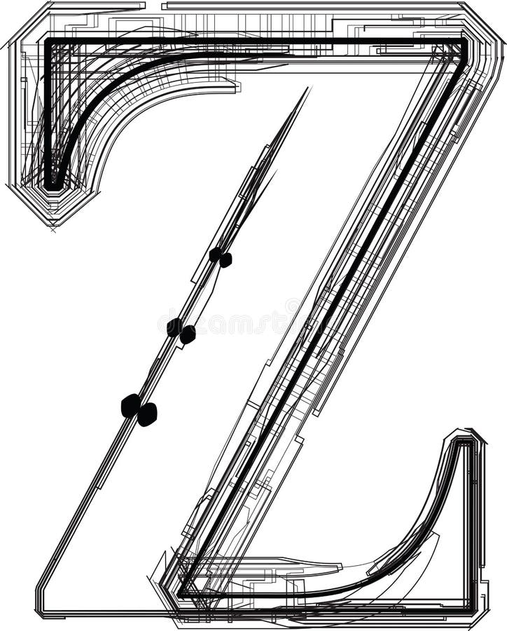 Technological Font. LETTER Z Stock Vector - Illustration of draw ...