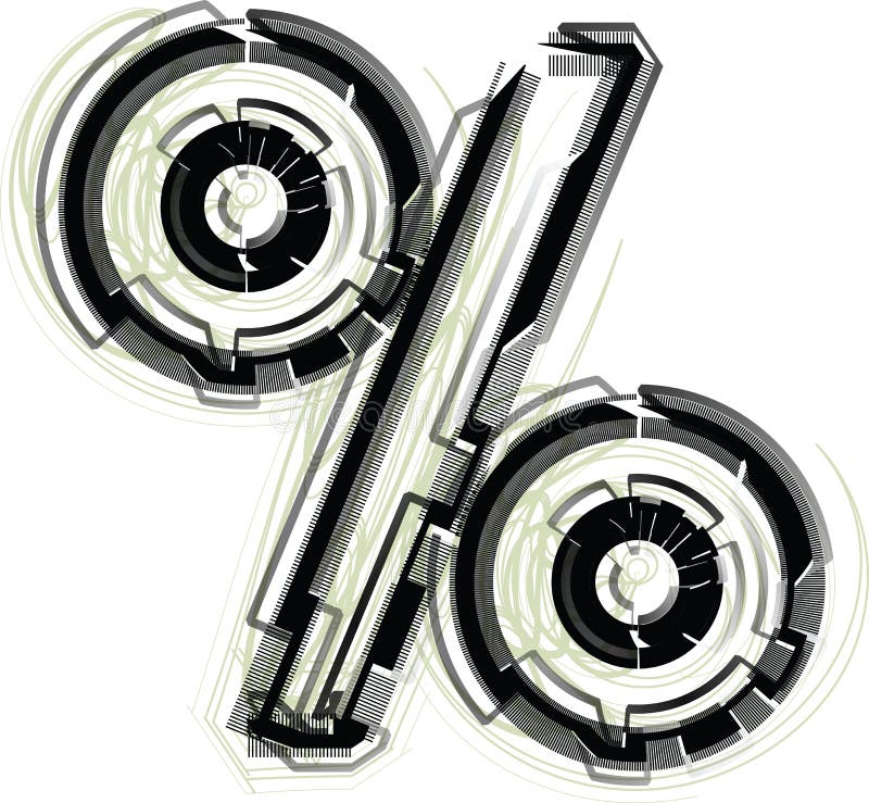 Technological Font Percentage Symbol Stock Vector - Illustration of ...