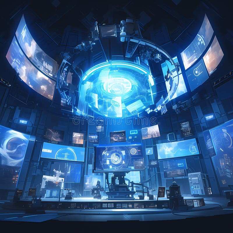Technological Future Command Center Stock Illustration - Illustration ...