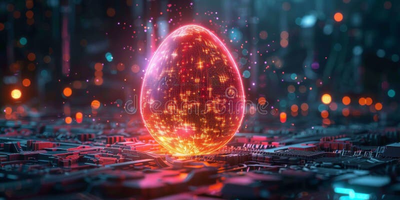 Technological Glowing Digital Easter Egg Hunt Stock Illustration ...