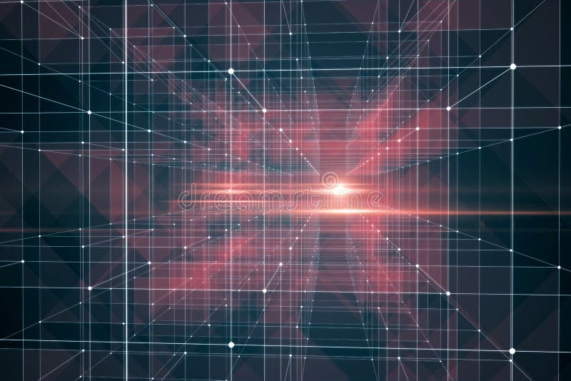 Technological Grid with Lens Flare Stock Illustration - Illustration of ...