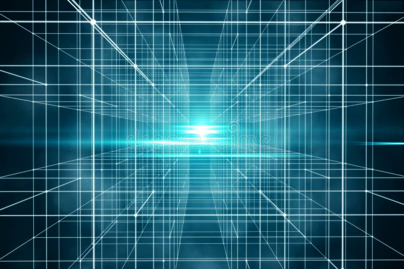 Technological Grid with Lens Flare Stock Illustration - Illustration of ...