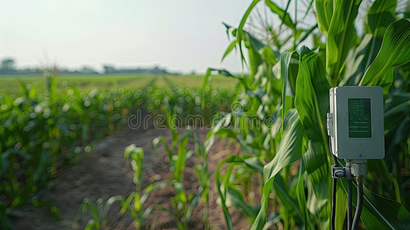 Technological Harvest: Cell Phone Growing in Corn Field Stock Image ...
