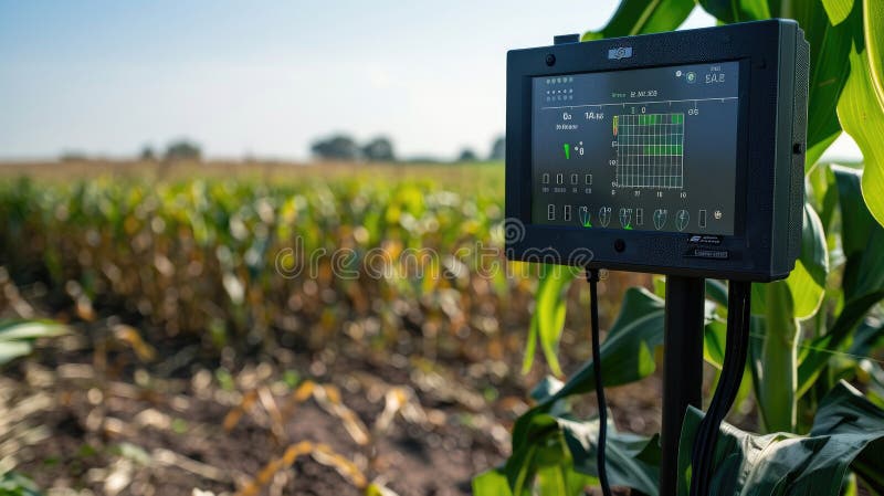 Technological Harvest: a Corn Field and Electronic Device Stock Image ...