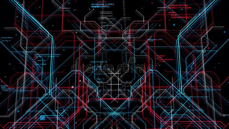 Technological High Tech Background of a Complex Tunnel Made by Colorful ...