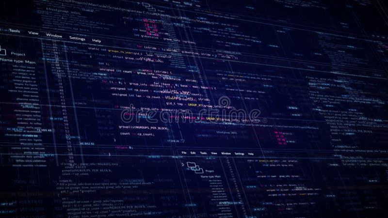 Technological HUD Info Board.Programming Code Text and HUD Elements on ...