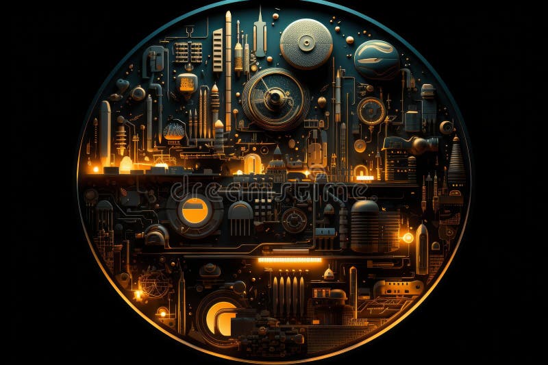 Technological Industry Circle. Generate Ai Stock Photo - Image of ...