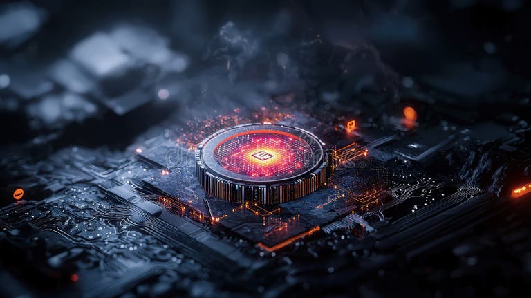 Technological Innovation Event Showcasing Advanced Microprocessor Digital Realm Digital Art ...