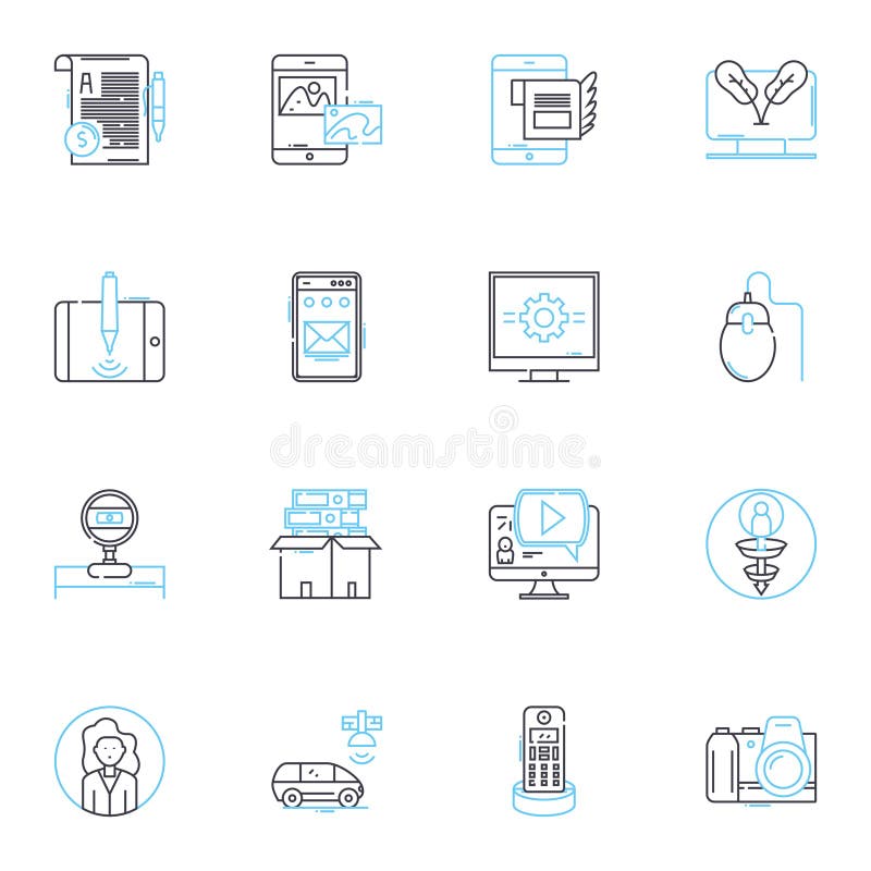 Technological Innovation Linear Icons Set. Automation, Blockchain ...