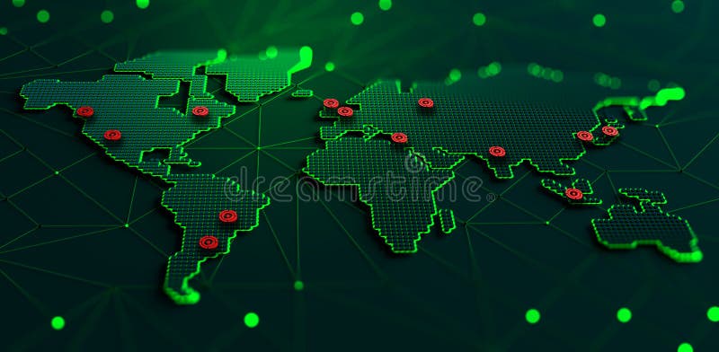 Technological Innovation. Map of Continents with Points of Largest ...