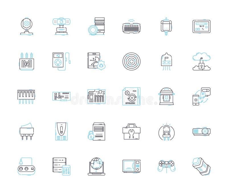 Technological Instruments Linear Icons Set. Gadgets, Robotics, Drs ...