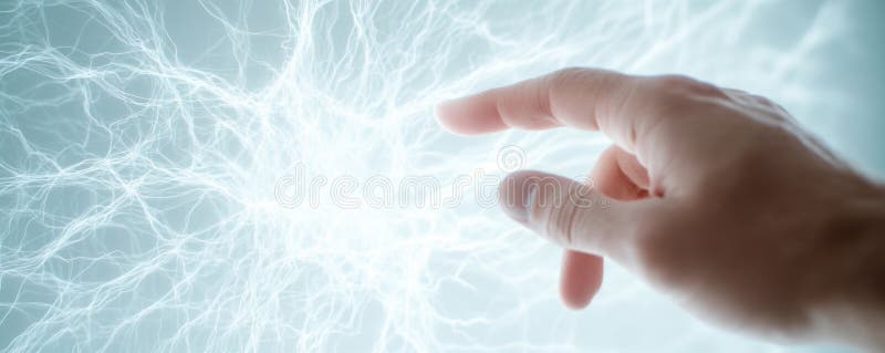 Human Hand Reaching Out To Interact with a Futuristic Digital Interface ...