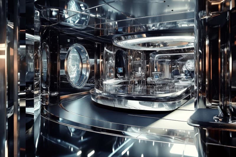 Technological Interior of Living Room Using Smart Gadgets, Metal, Glass ...