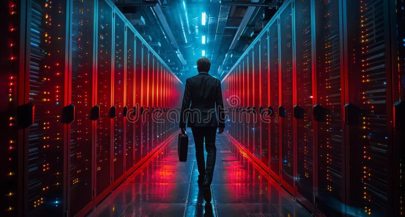 The Technological Journey: a Man Treading through the Digital Corridor ...