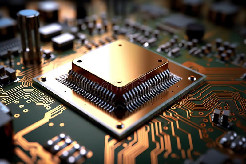 Technological Marvel Closeup of Computer Cell Phone Micro Chips and ...