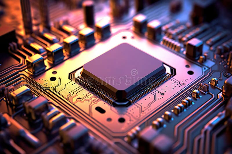 Technological Marvel Closeup of Computer Cell Phone Micro Chips and ...