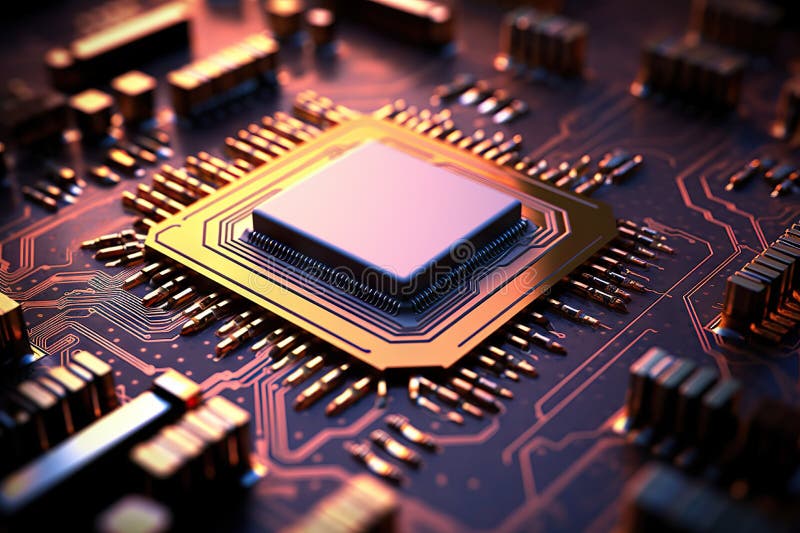 Technological Marvel Closeup of Computer Cell Phone Micro Chips and ...