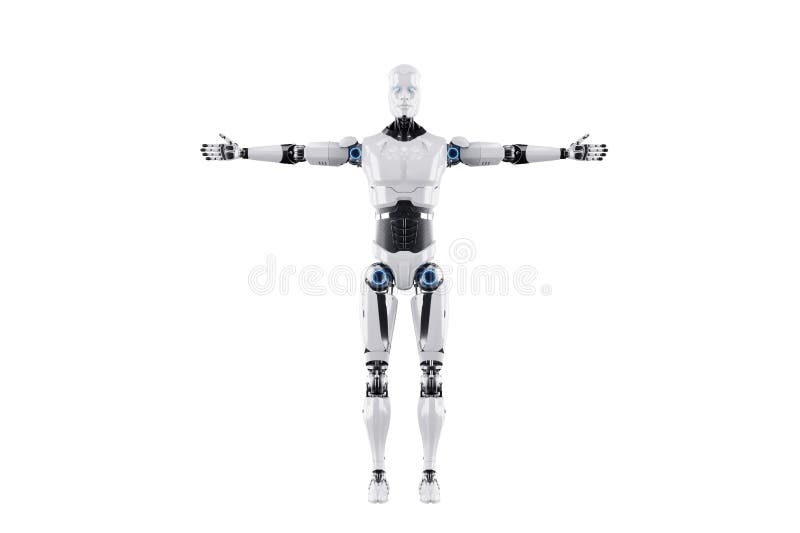 Technological Modern Robot Full Body Robot Isolated on White Background ...