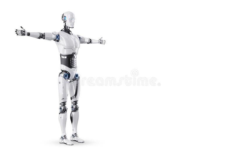 Technological Modern Robot Full Body Robot Isolated on White Background ...