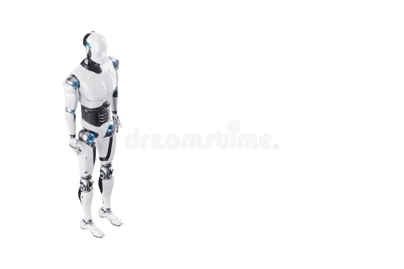Technological Modern Robot Full Body Robot Isolated on White Background ...