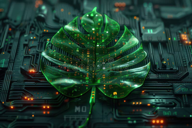 Technological Nature Fusion a Biodegradable Leaf Overlaying Advanced ...