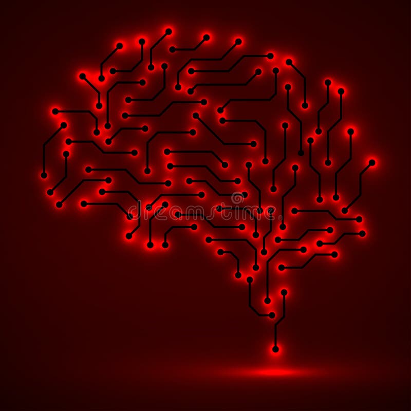 Technological Neon Brain. Circuit Board Stock Vector - Illustration of ... Technological Neon Brain. Circuit Board Stock Vector - Illustration of ...