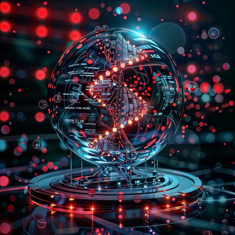 Glowing Circuit Board Sphere with Red Highlights, Generative Ai Stock ...