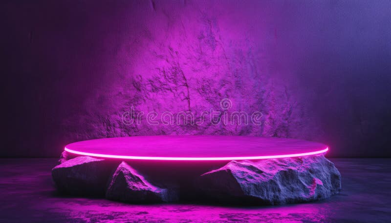 Technological Pink Violet Led Neon Light Podium with Empty Base and ...