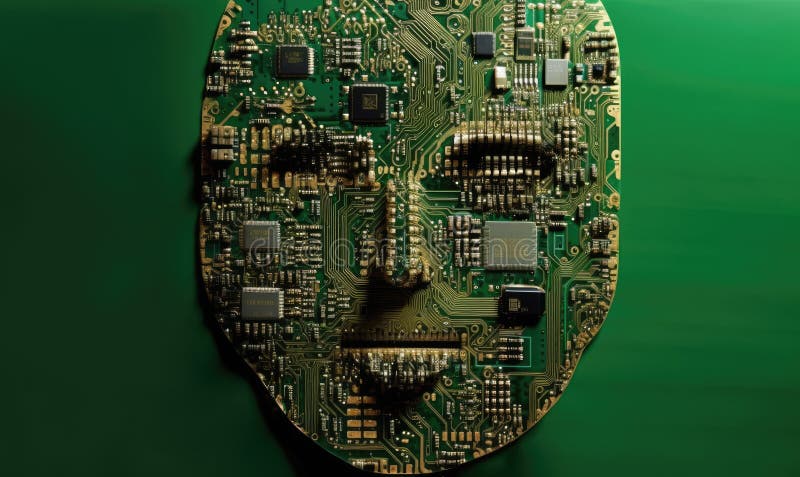 Technological Portrait, Circuit Board with Human Touch Creating Using ...