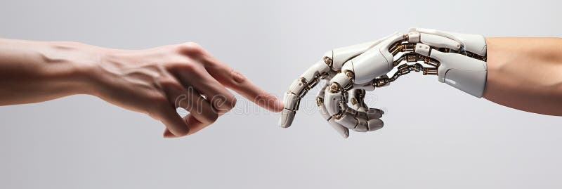 Technological Progress, Artificial Intelligence. Human Hand and Robot ...