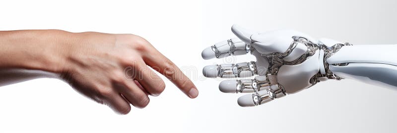 Technological Progress, Artificial Intelligence. Human Hand and Robot ...
