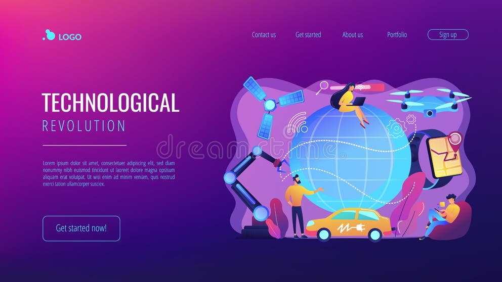 Technological Revolution Concept Landing Page. Stock Vector ...