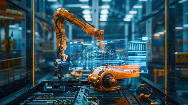 Technological Revolution, Futuristic Construction Site. Advancing the ...