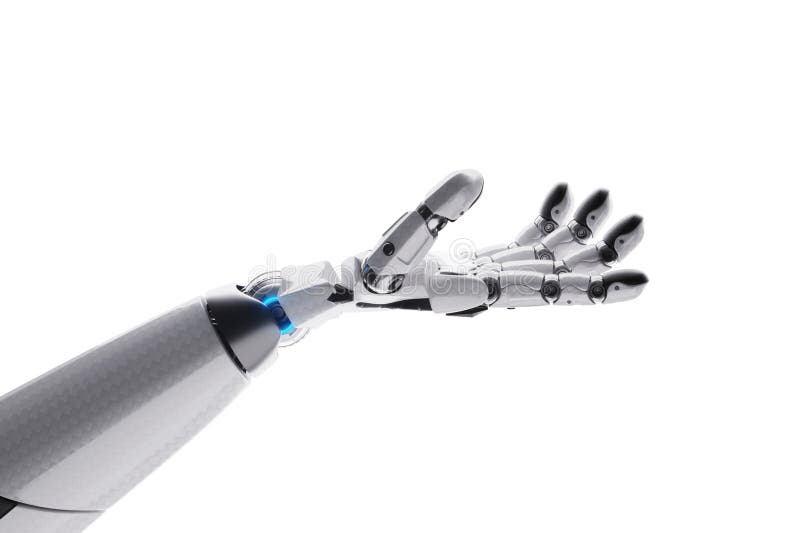 Technological Robot Shows Its Hand with Palm Up. Neural Networks and ...