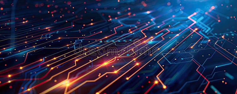 A Technological or Scientific Banner with a Stream of Digital Data, a ...