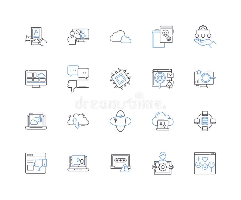 Technological Sector Line Icons Collection Innovation Automation Robotics Artificial