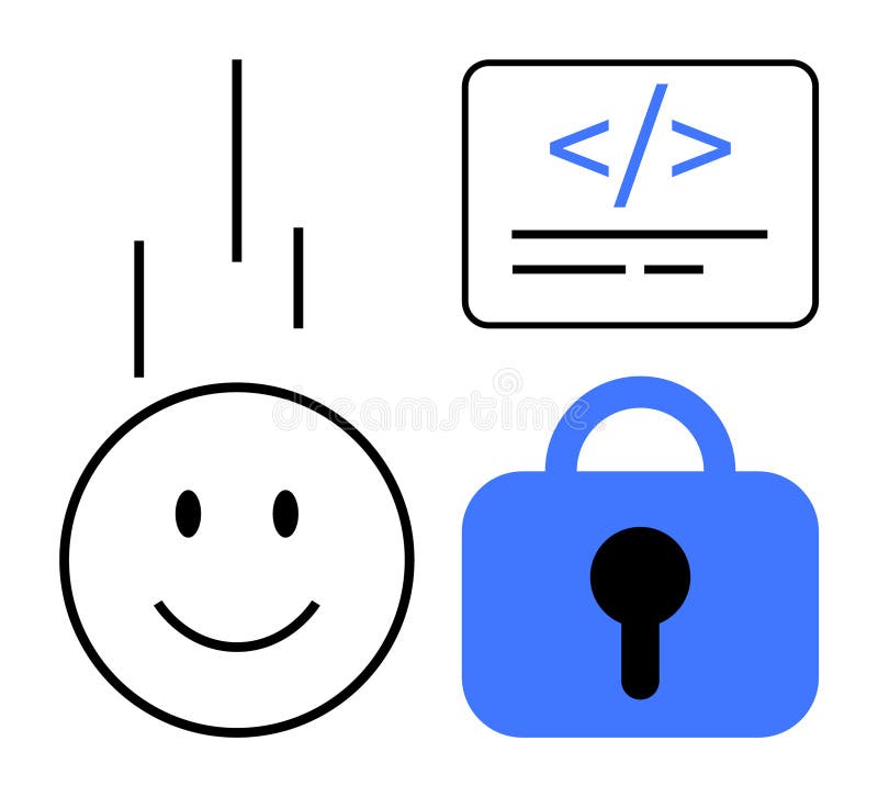 Technological Security Happy and Coding Symbol Stock Illustration ...