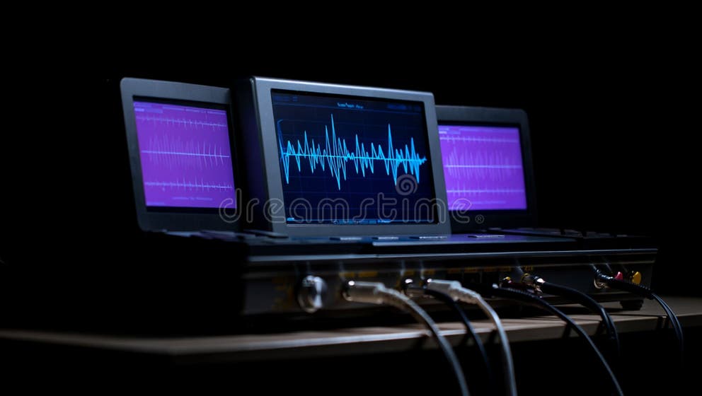 Advanced Audio Signal Analysis Technology Setup with Multiple Screens ...