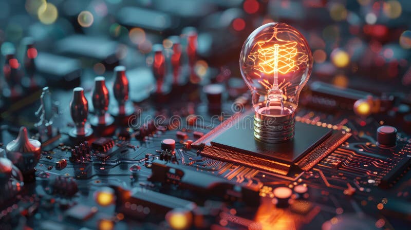 Technological Startup and Idea Concept with a Light Bulb on Top of ...