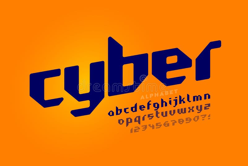 Technological Style Cyber Font Stock Vector - Illustration of ...