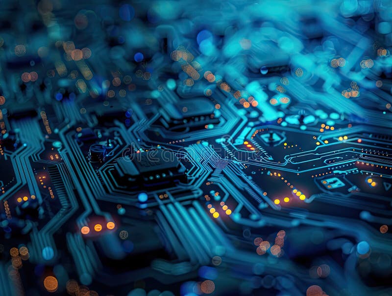 Technological Texture Background, Microchip Blue Banner, Bright Blue ...