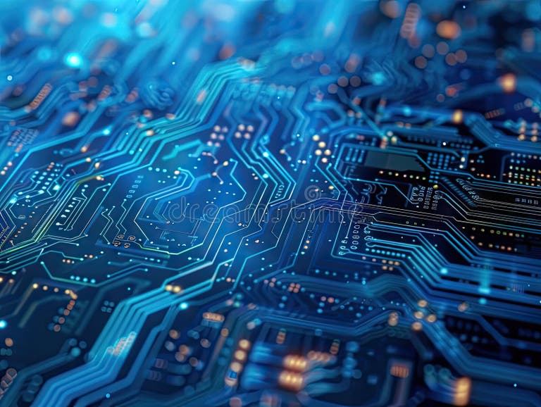 Technological Texture Background, Microchip Blue Banner, Bright Blue ...