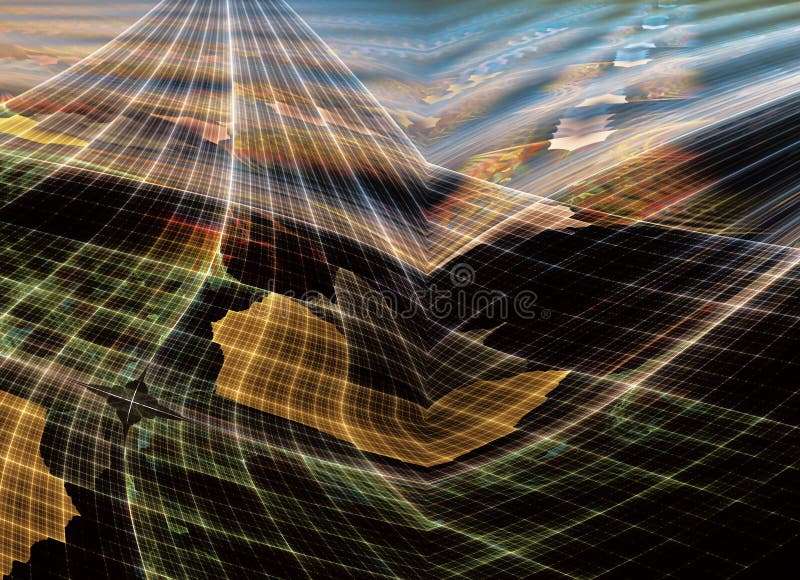 Technological Textured Background. Fractal Graphics. Science and ...