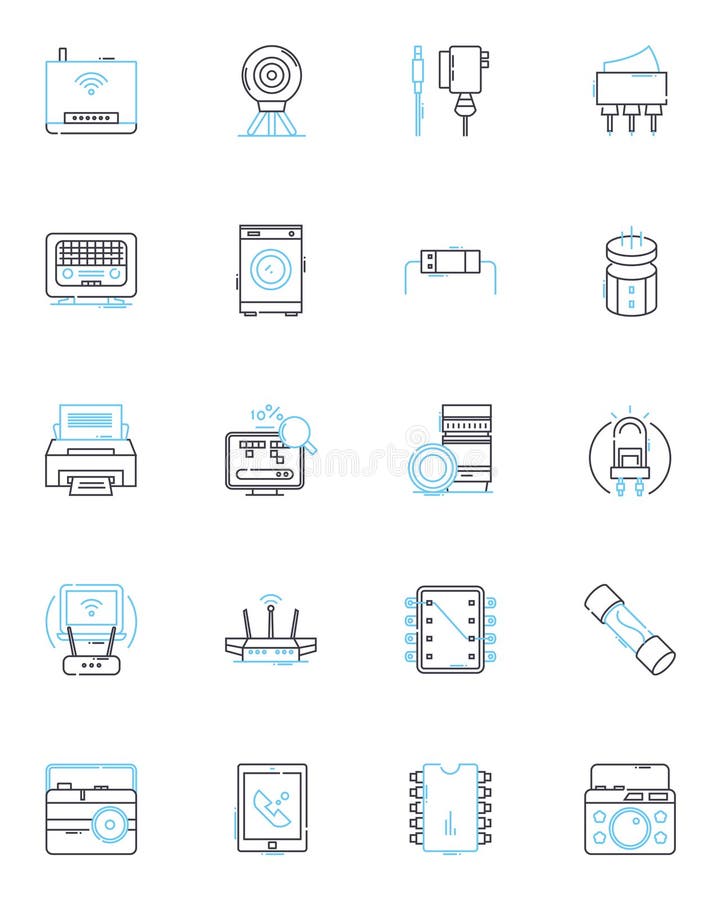 Technological Tools Linear Icons Set. Innovation, Gadgets ...