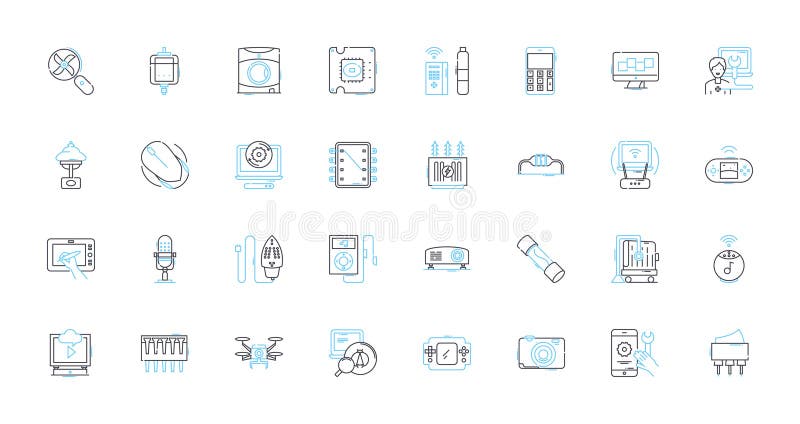 Technological Tools Linear Icons Set. Innovation, Gadgets ...